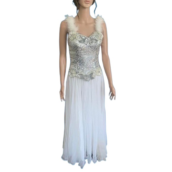 Alyce Designs | Dresses | Vintage Silver White Sequin Pageant Dress ...